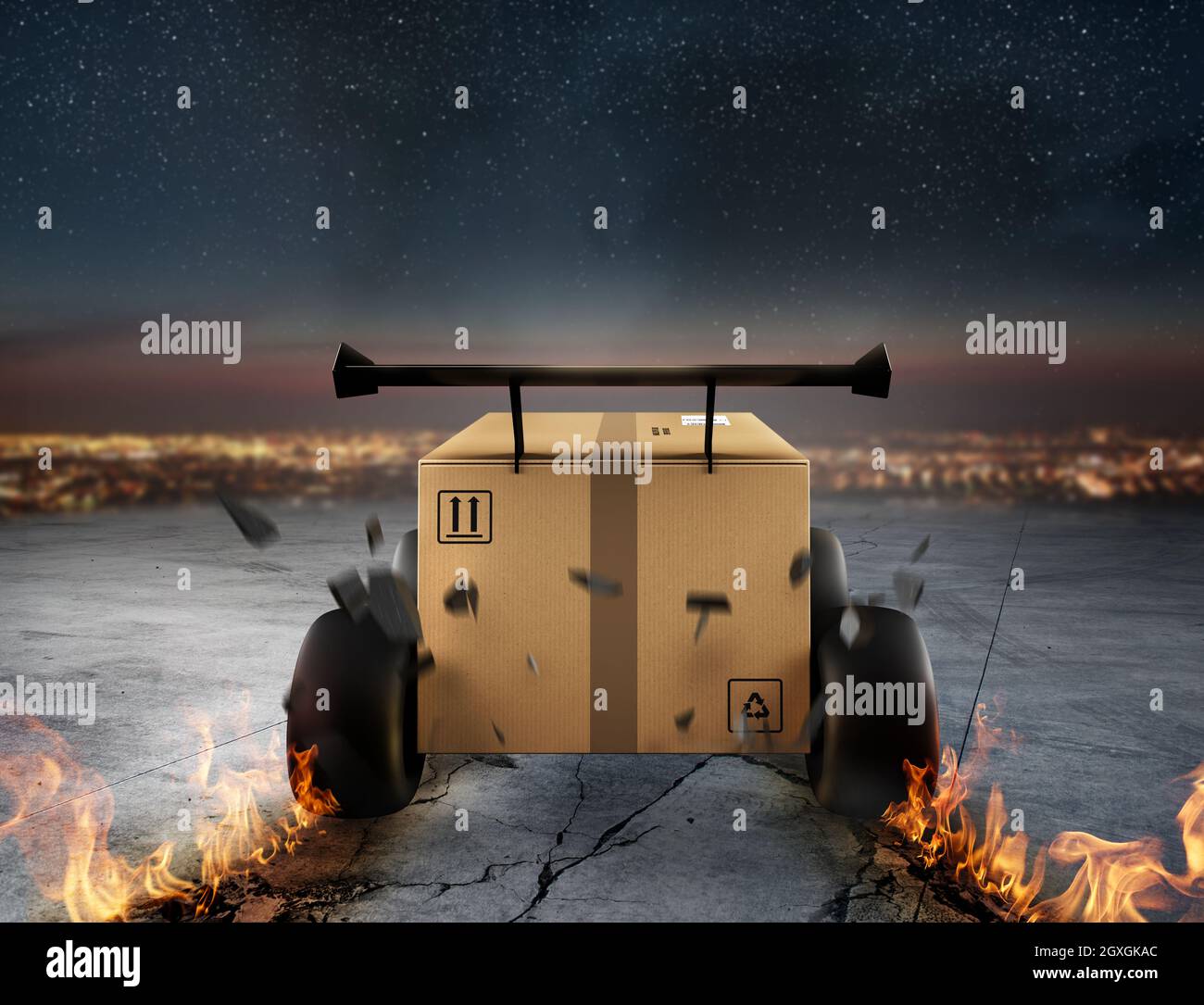 Concept of quick priority delivery with a fast cardboard box Stock ...