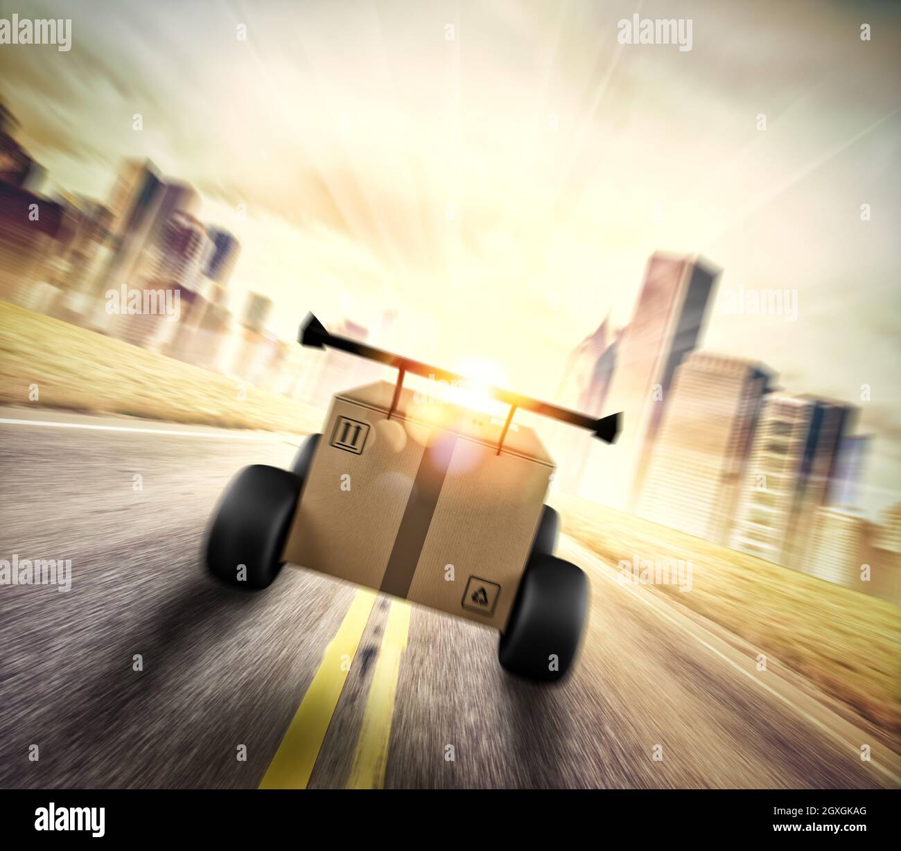 Concept of quick priority delivery with a fast cardboard box Stock ...