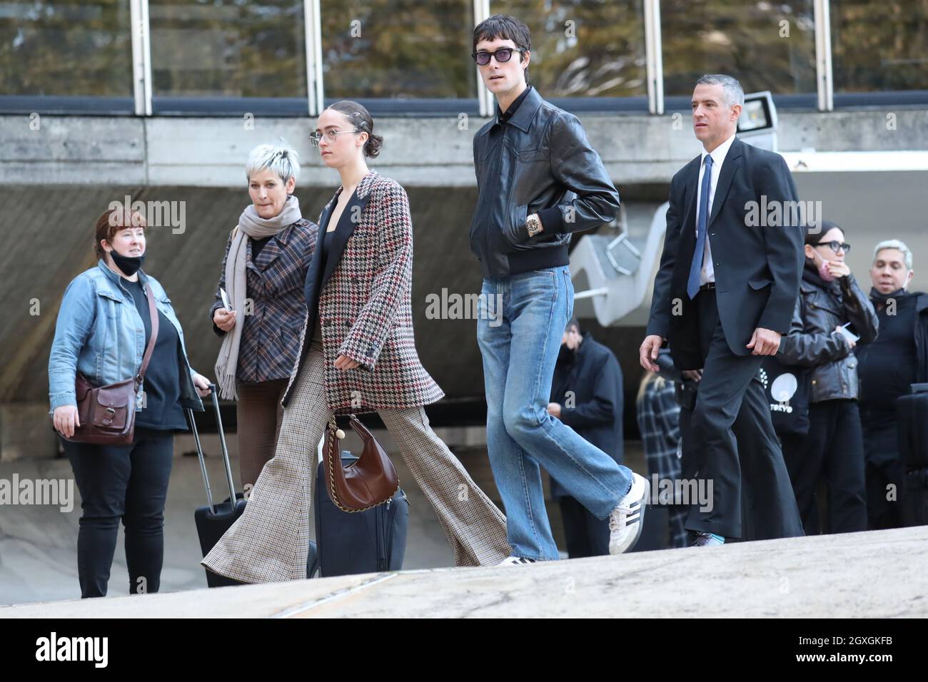 Ella Emhoff and Sam Hine arriving at the Stella McCartney 2021 Paris ...