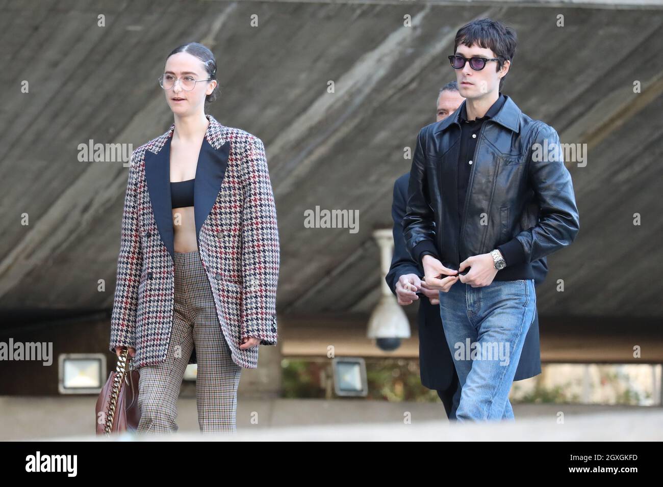 Ella Emhoff and Sam Hine arriving at the Stella McCartney 2021 Paris ...