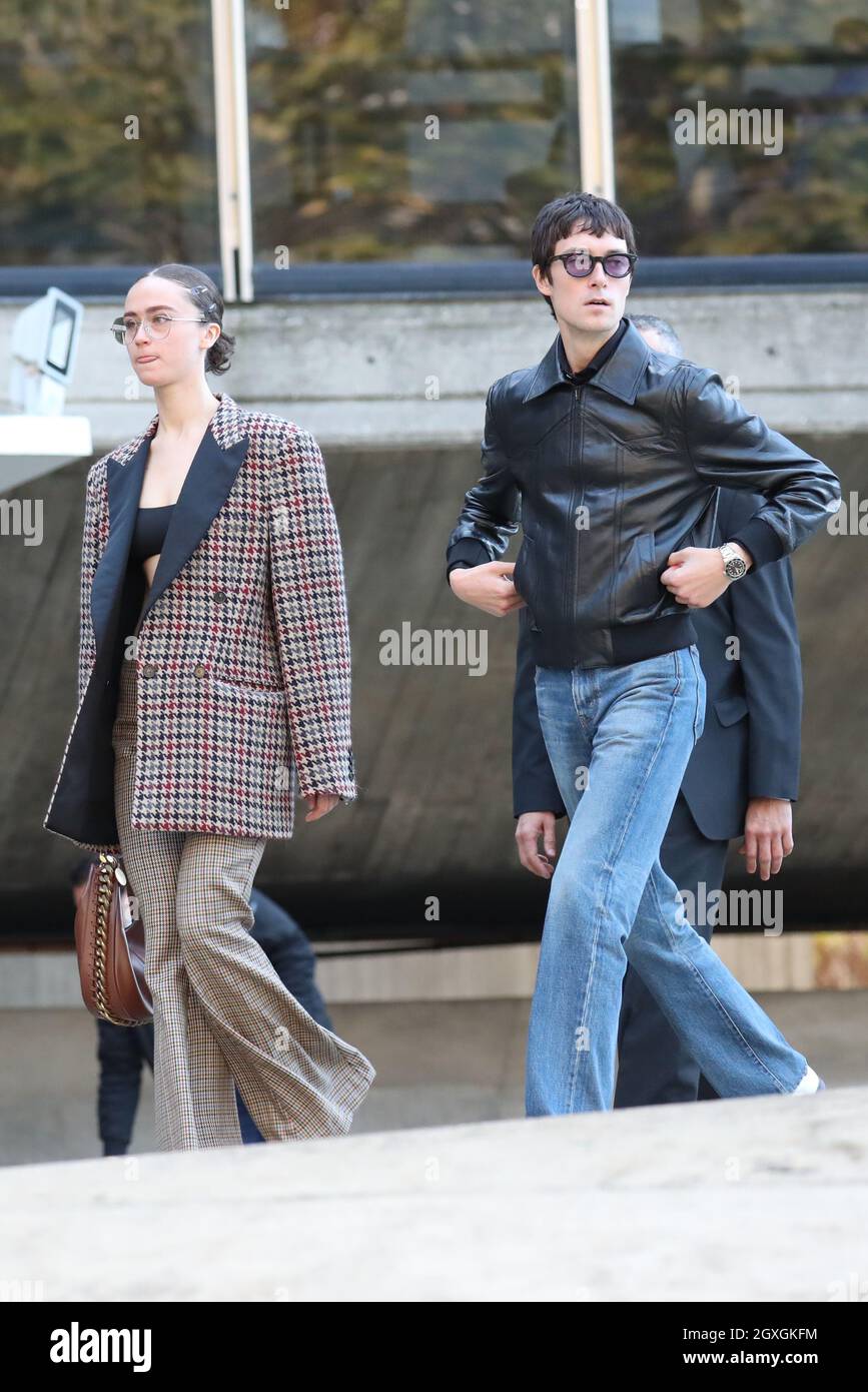 Ella Emhoff and Sam Hine arriving at the Stella McCartney 2021 Paris ...