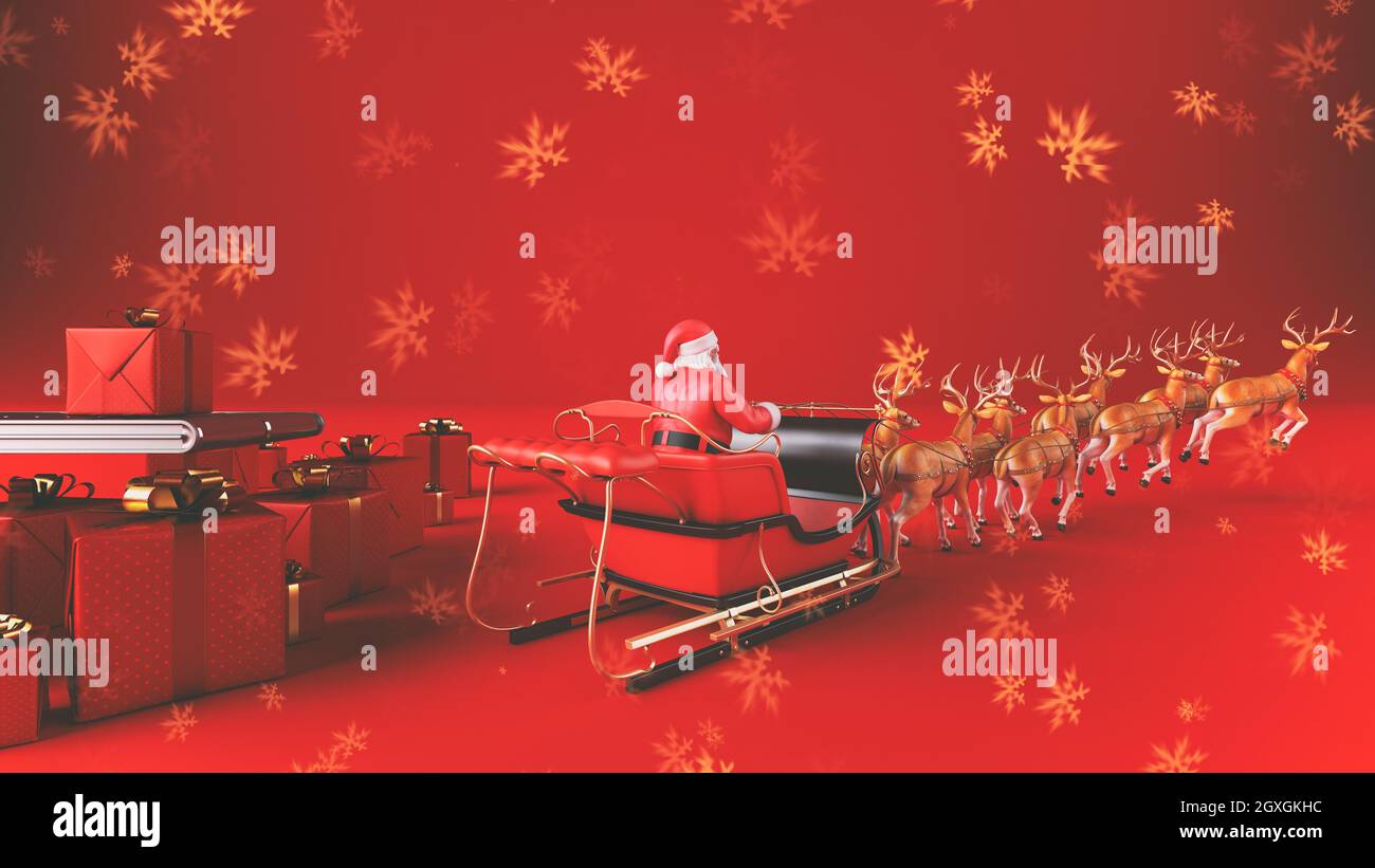 Santa Claus courier for the delivery of gifts Stock Photo - Alamy