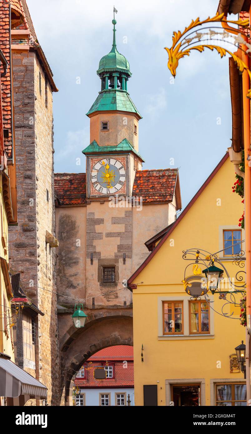View of the stone towers and medieval buildings in the historic city ...