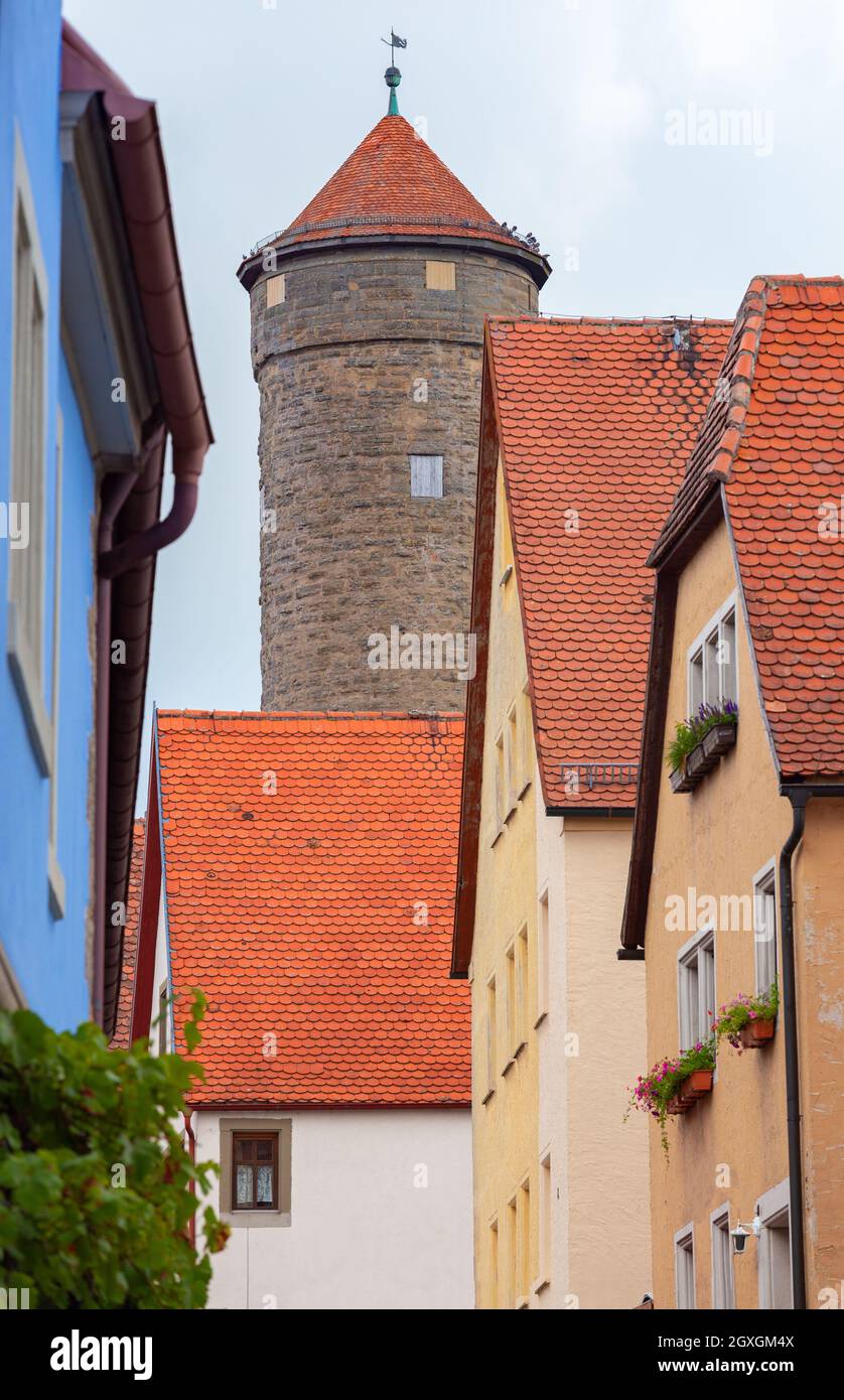View of the stone towers and medieval buildings in the historic city ...