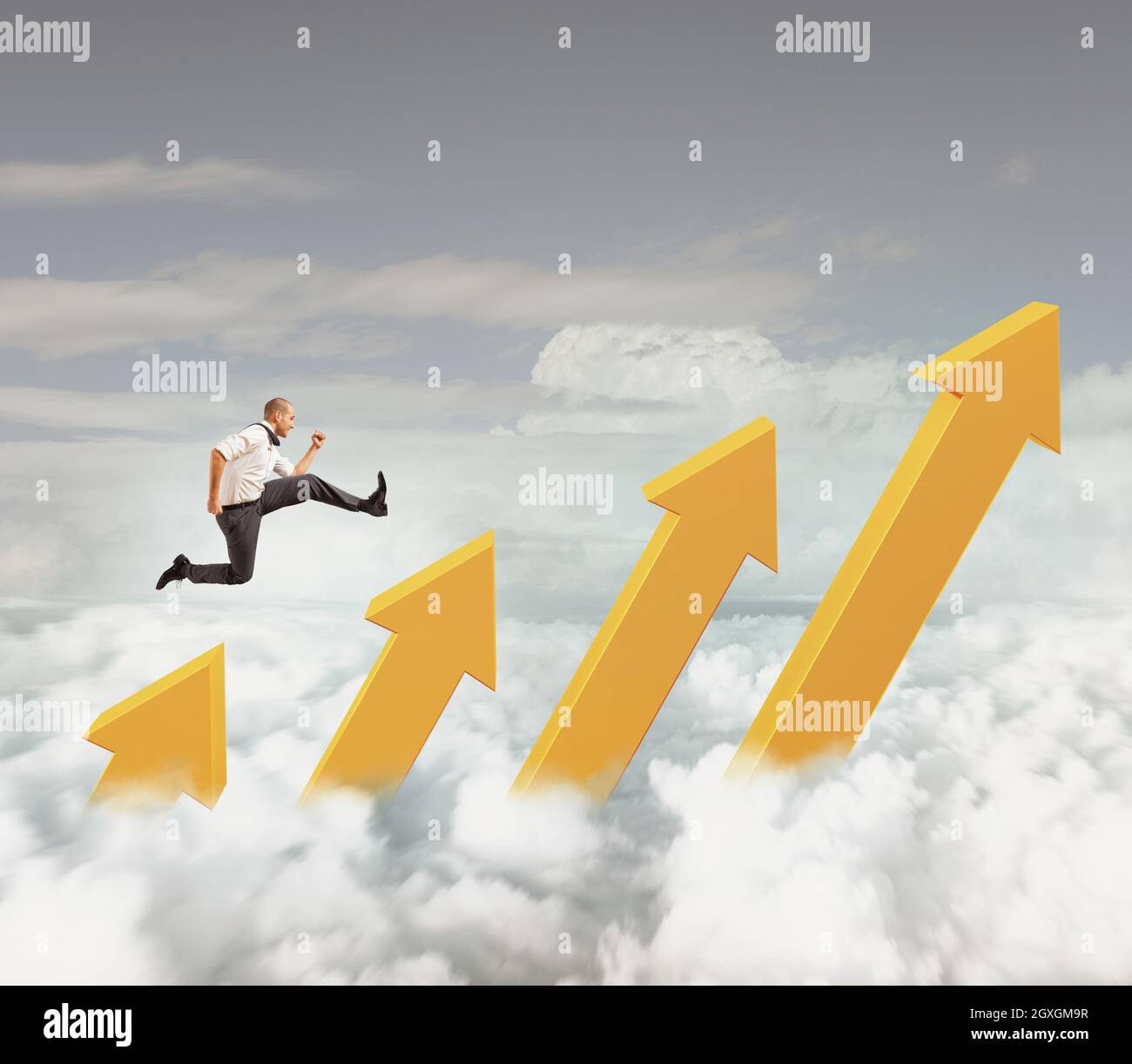 Successful man achieves the maximum goal with determination Stock Photo ...