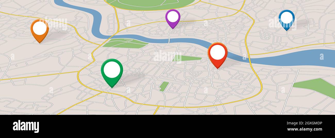 A generic city map with icons Stock Photo - Alamy
