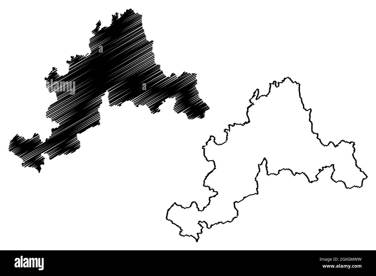 Jhalawar district (Rajasthan State, Republic of India) map vector ...