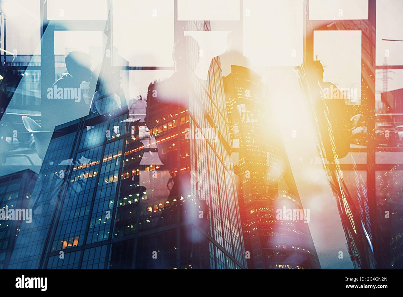 Abstract concept of business people. Double exposure effects Stock ...