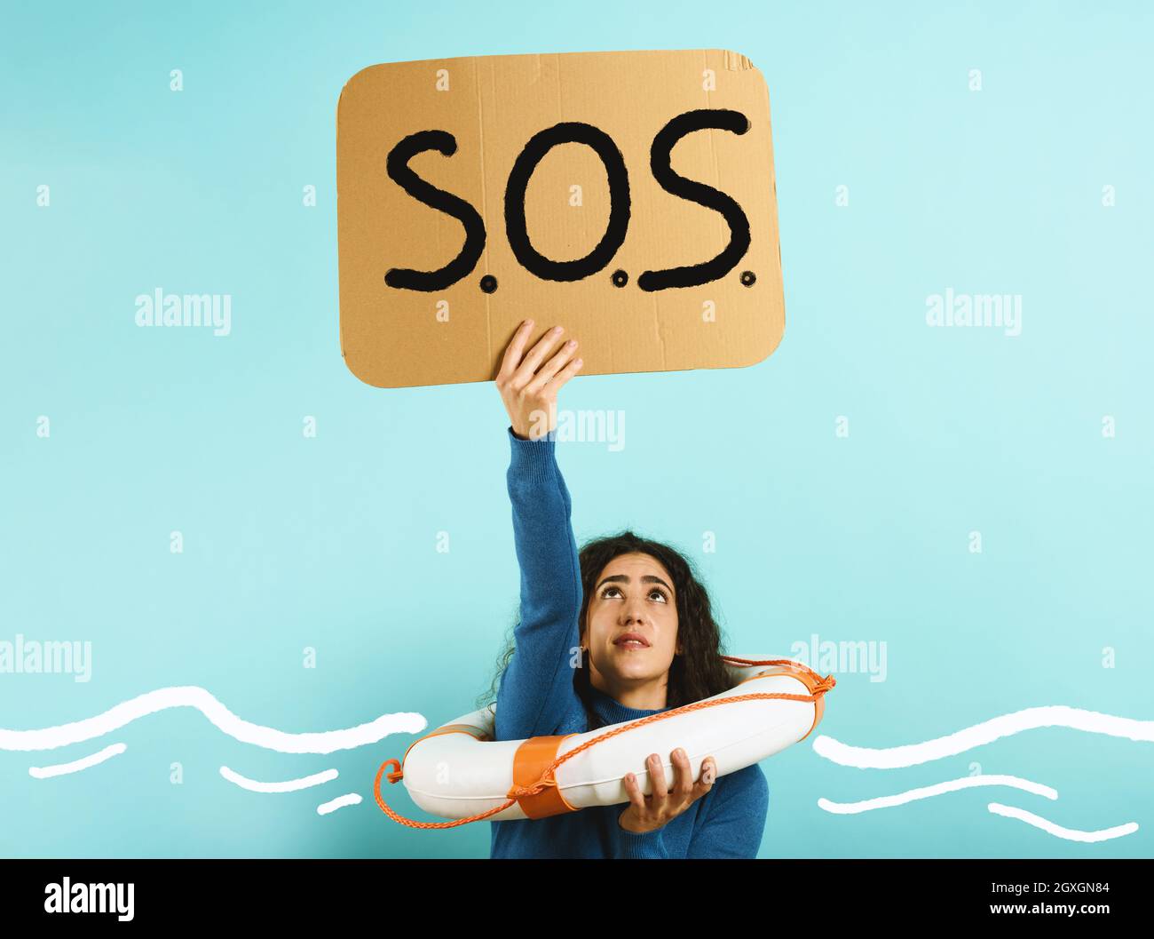 Help request from a woman who is drowning Stock Photo - Alamy