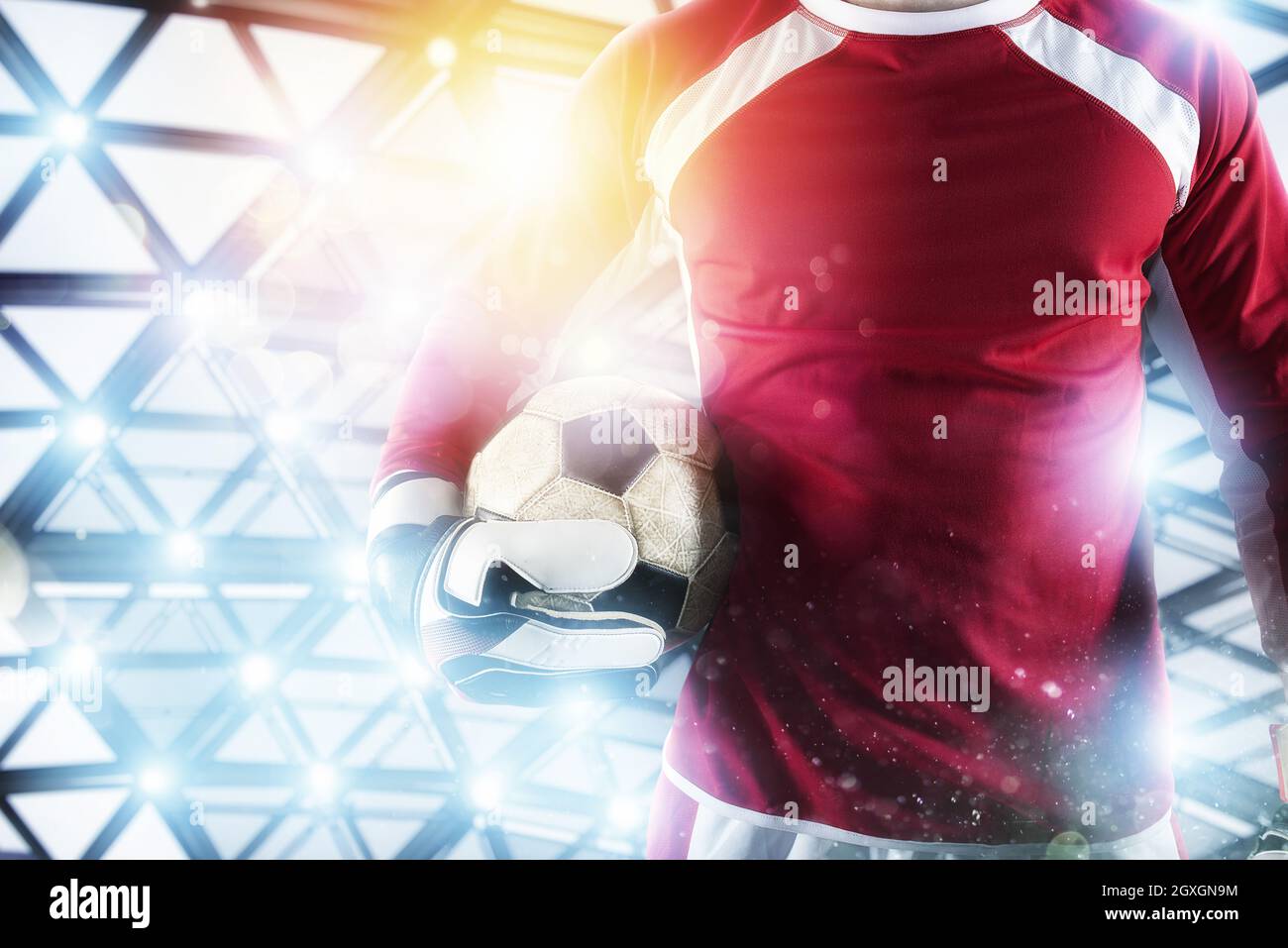 Football close up scene of a goalkeeper at the stadium Stock Photo - Alamy