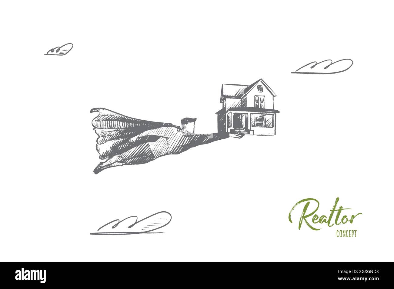 Up Flying House Drawing