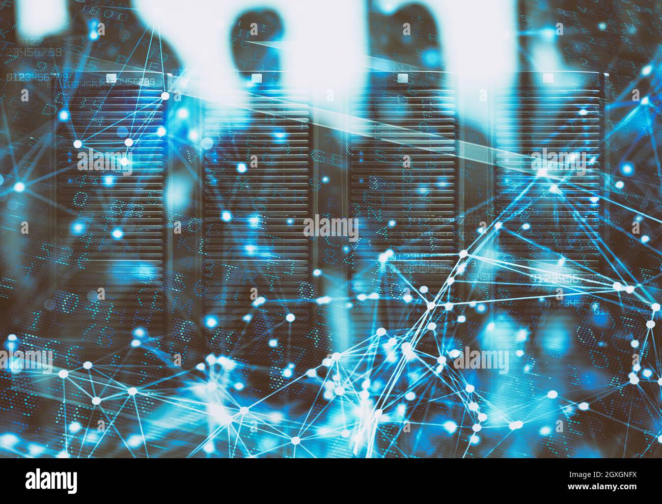 Four database servers in a dark background Stock Photo - Alamy