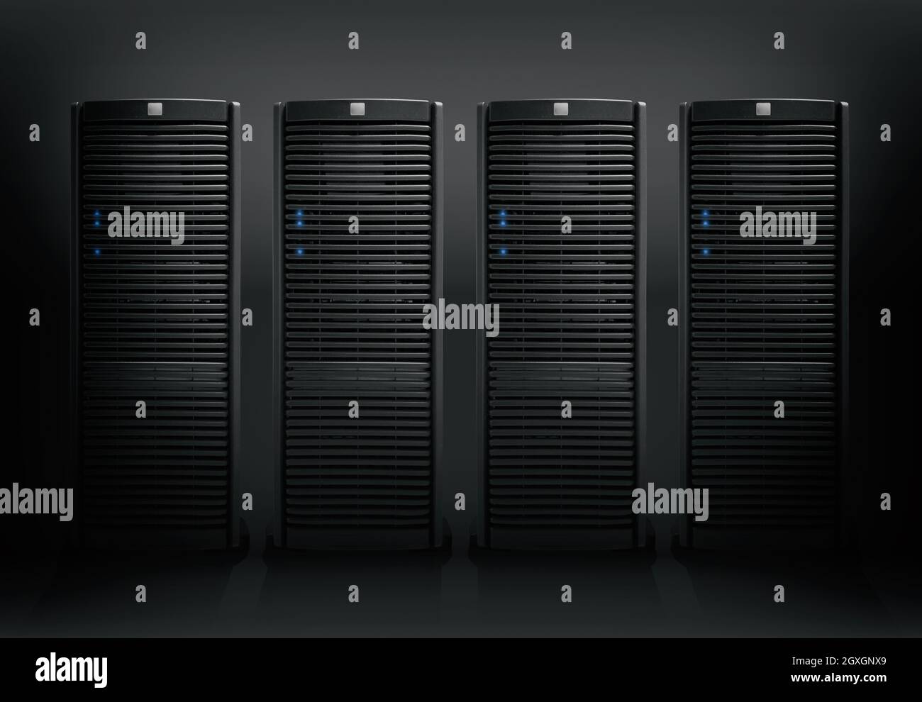 Four database servers in a dark background Stock Photo - Alamy