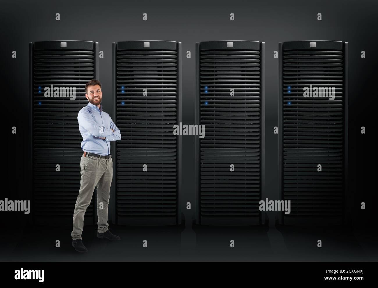 Young engineer in a data center room Stock Photo - Alamy