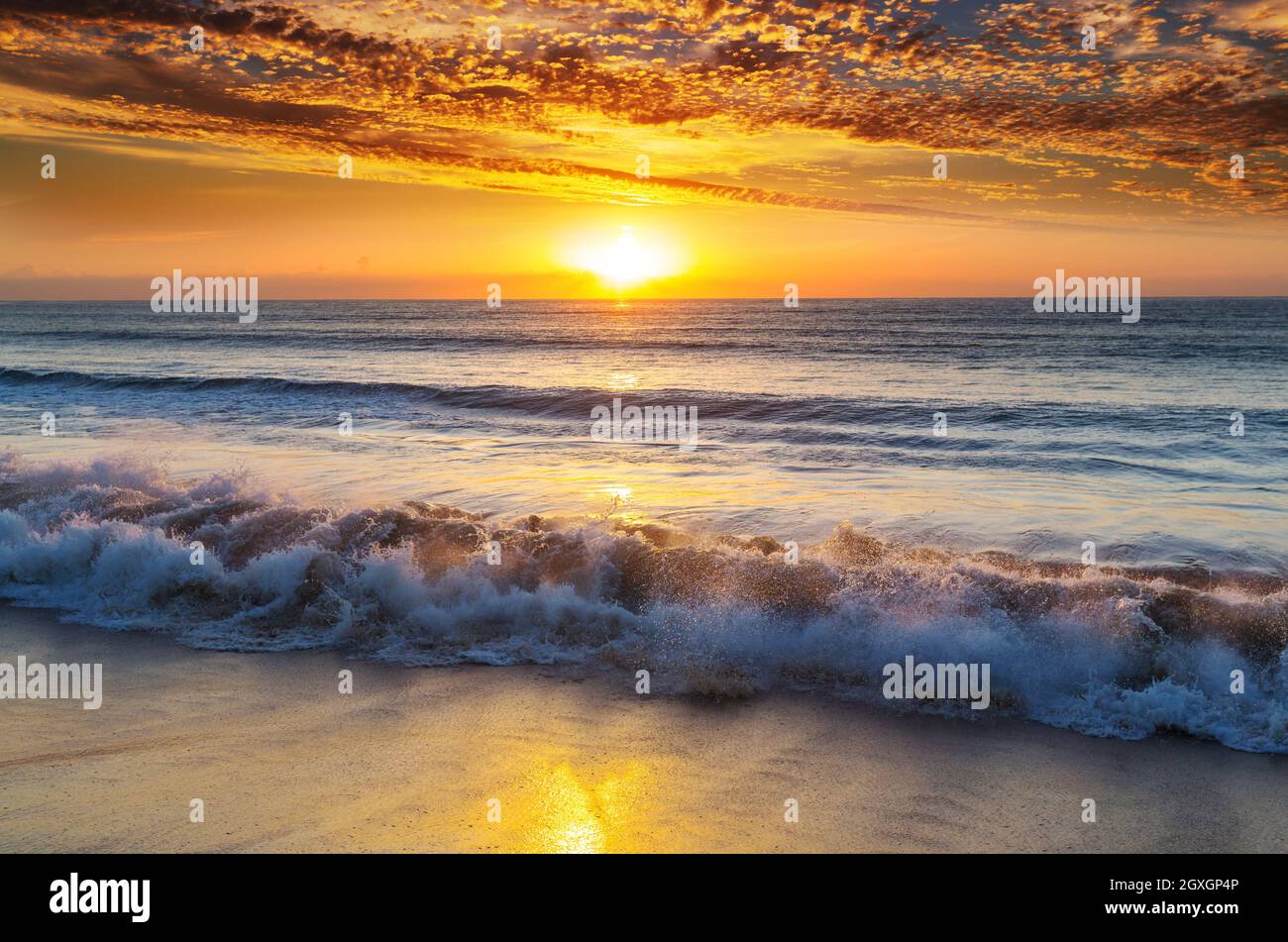 Scenic colorful sunset at the sea coast. Good for wallpaper or ...