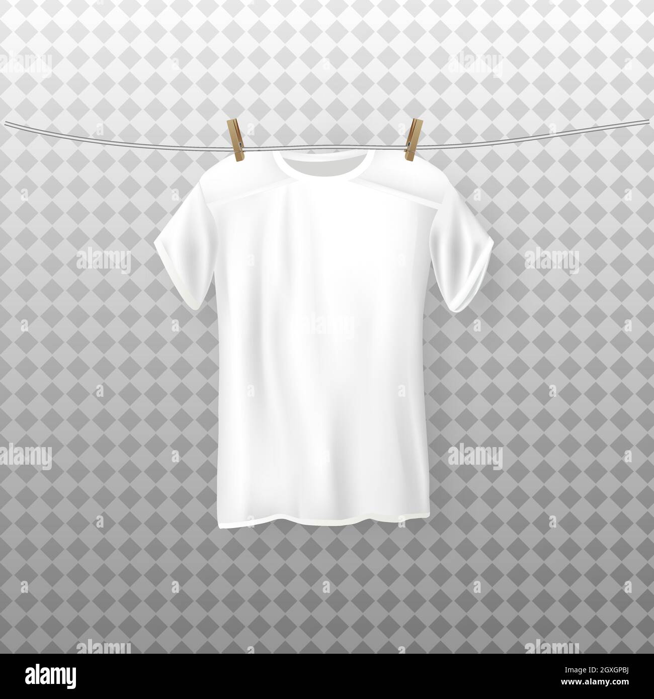 Illustration of a Dripping White T-shirt Hanging. On a transparent ...
