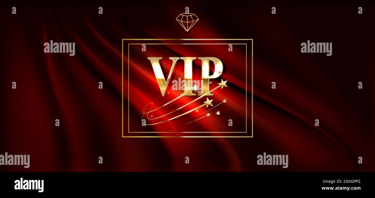 VIP event invitation realistic illustration. Festive red curtain vector ...