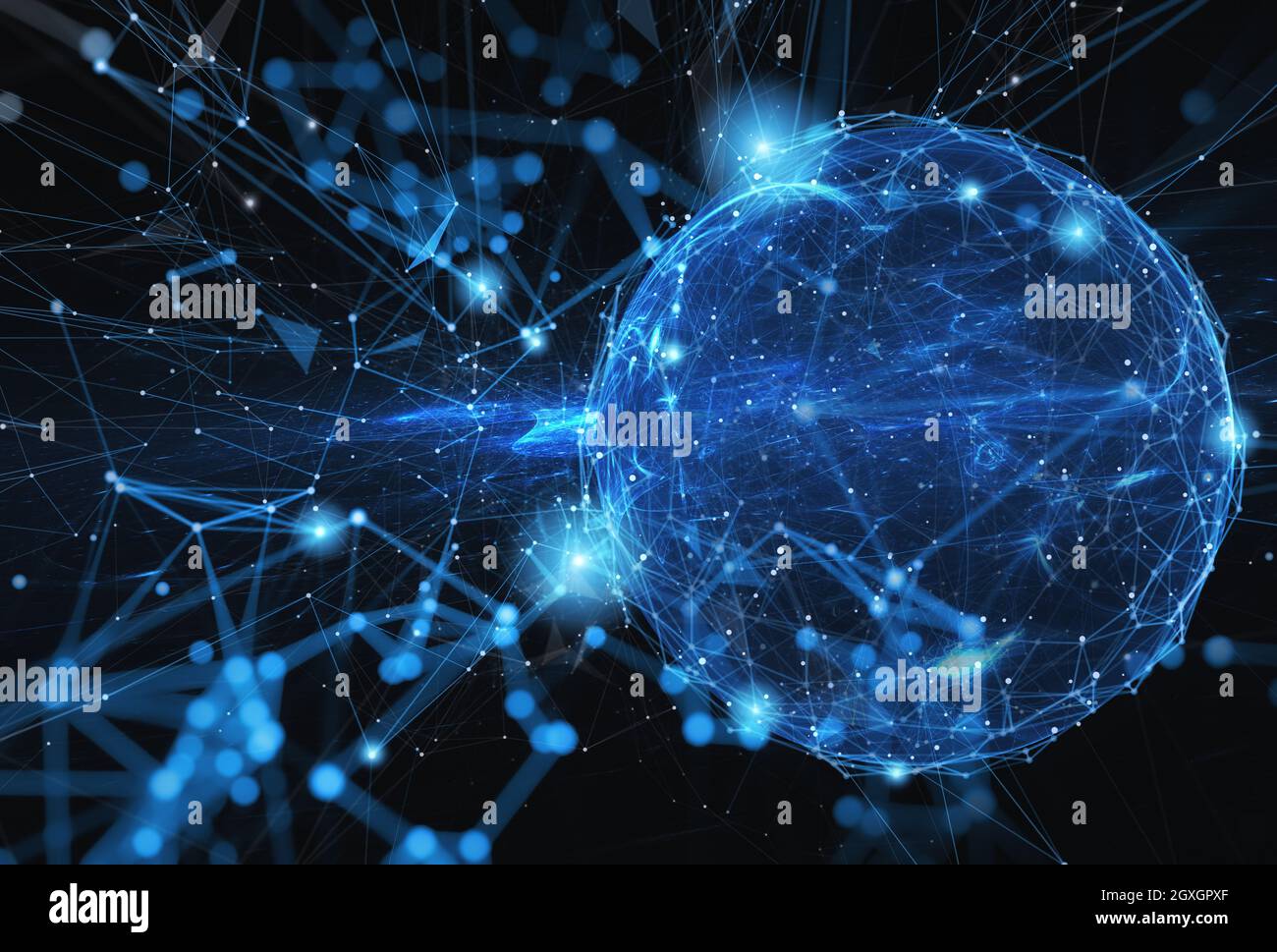 Futuristic abstract world internet connection with network effects ...