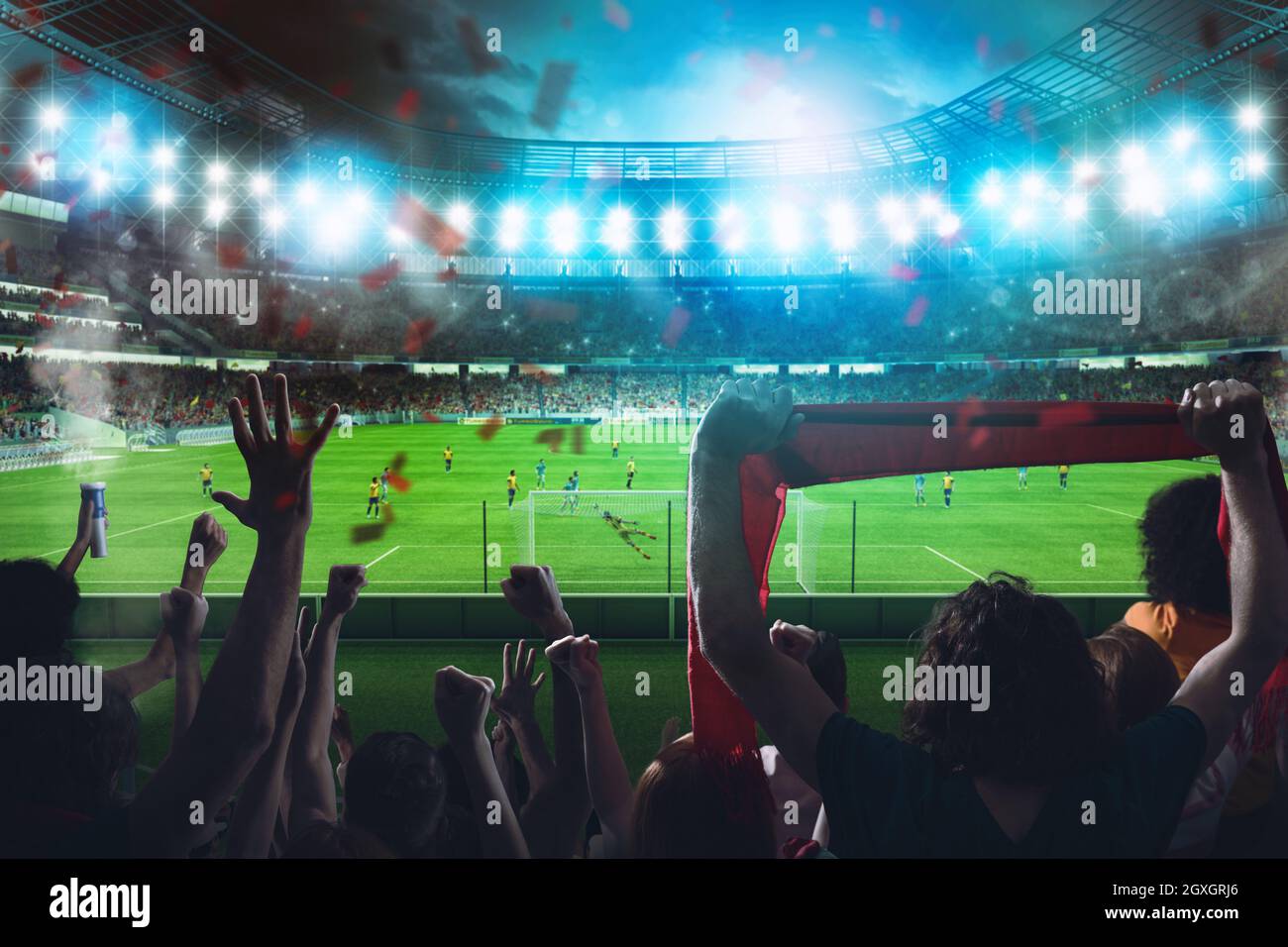 Supporters who incite their team at the stadium Stock Photo - Alamy