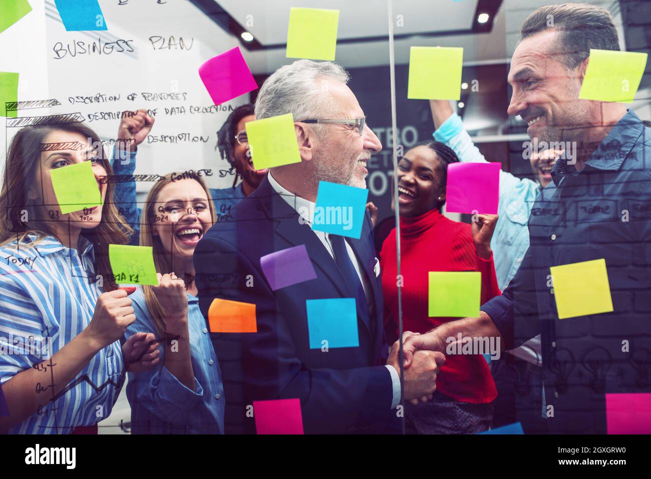 Team of happy people work together in office. concept of teamwork ...