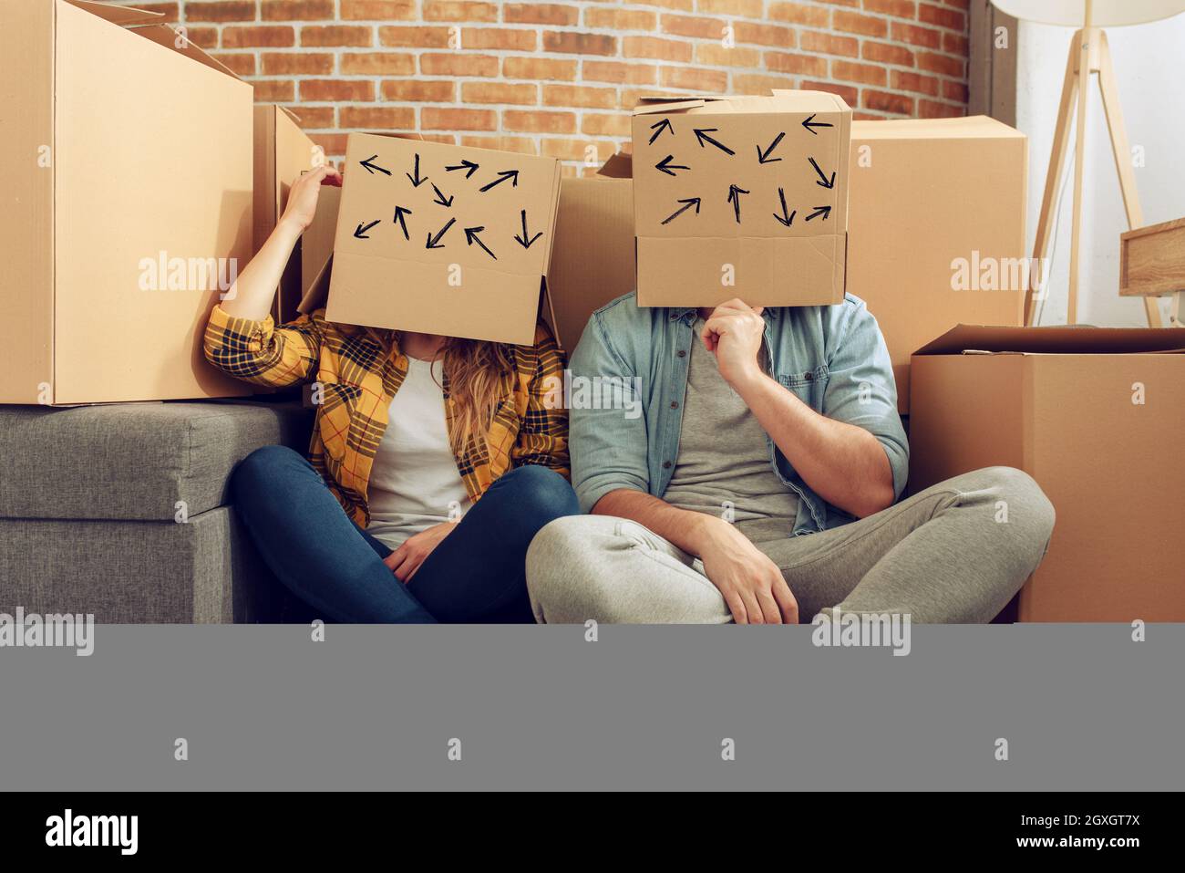 Confused couple of having to move and arrange all the packages to new ...