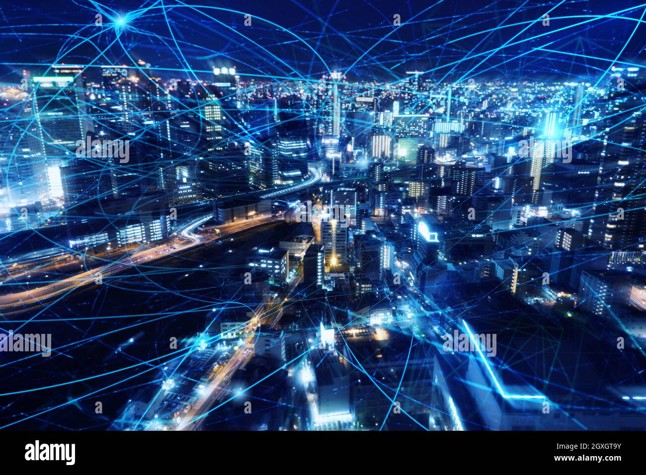 Fast internet connection in the city. Concept of technology and ...