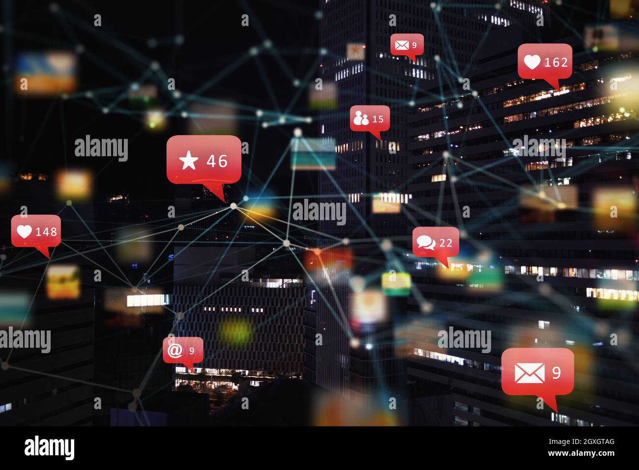 Diffusion of social media in the city via the internet Stock Photo - Alamy