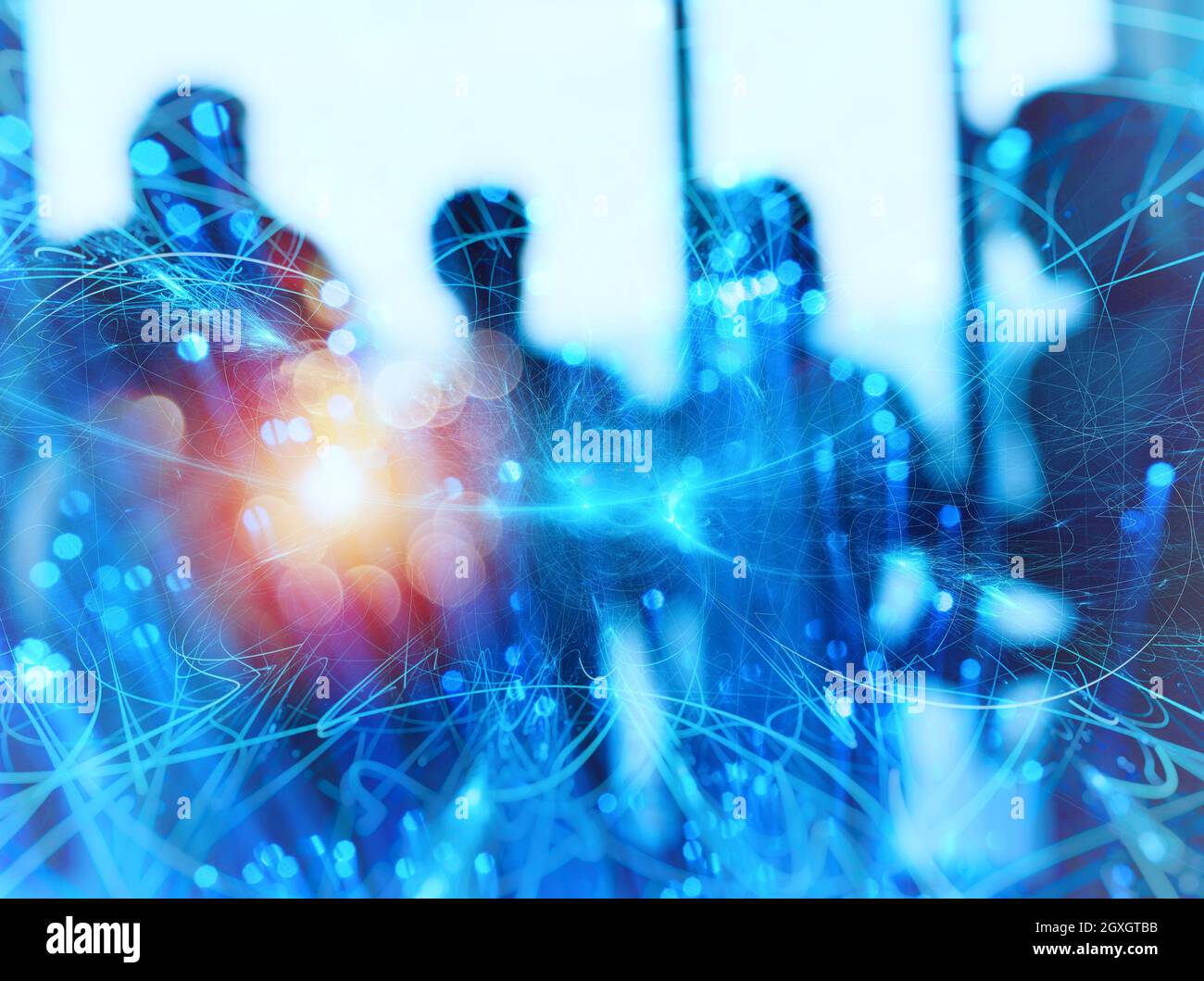 Business people collaborate together in a modern office. Internet ...