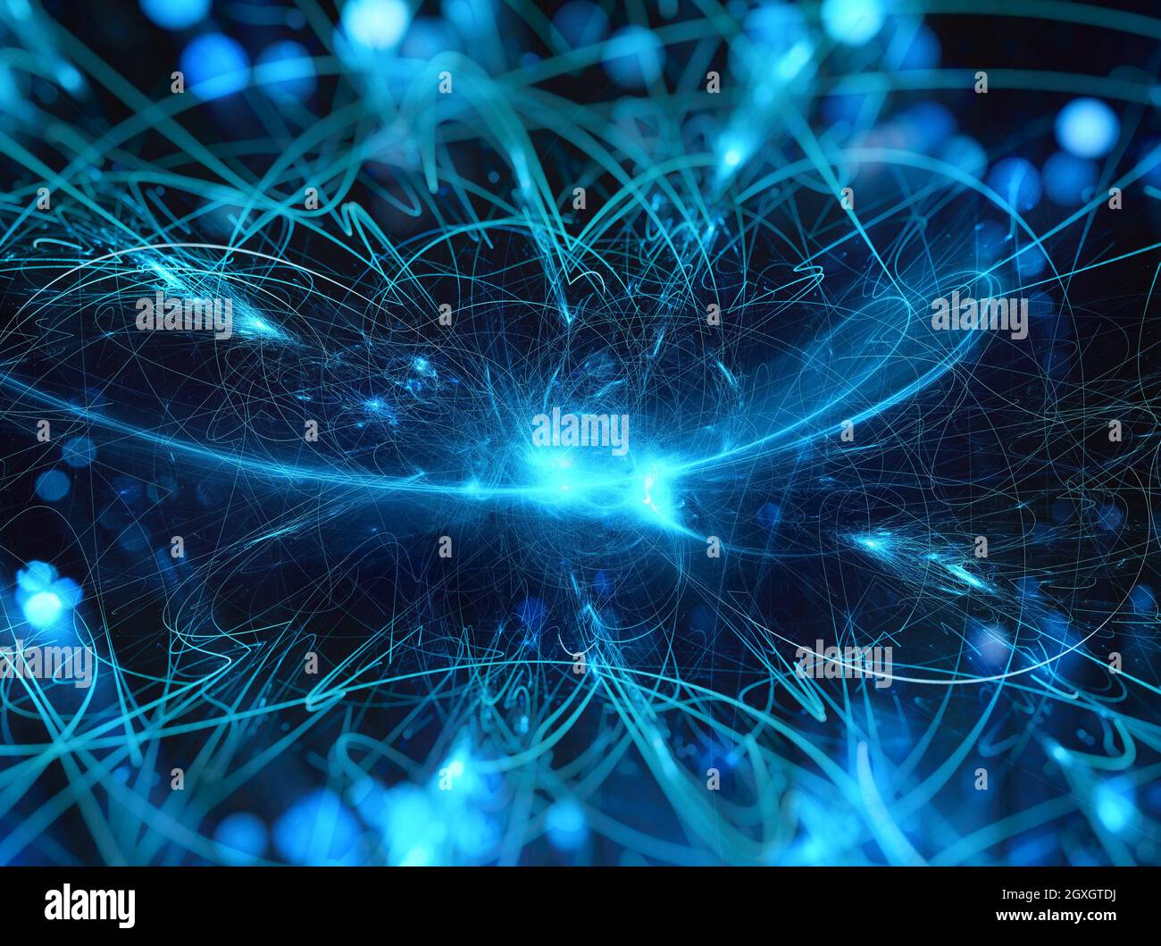 Abstract blue internet background with connection of optical fiber ...