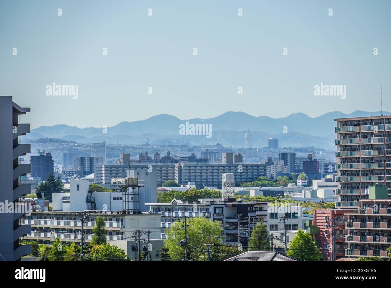 Miyagi Prefecture, Sendai City skyline (from Arai direction). Shooting ...