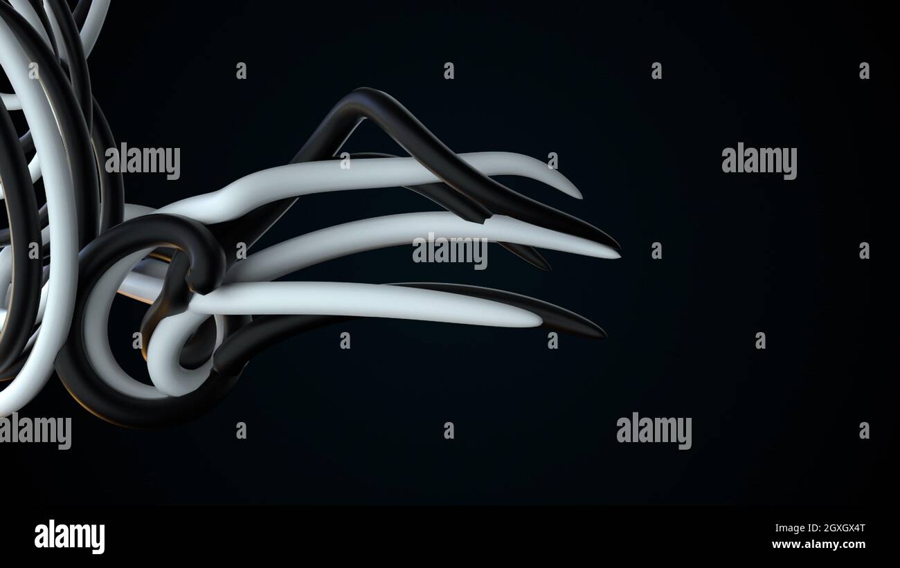 Tangled 3d render technology cords in technological connection. Ring ...
