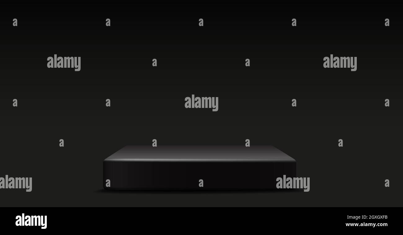 Realistic black studio, dark podium with glow - Vector illustration ...