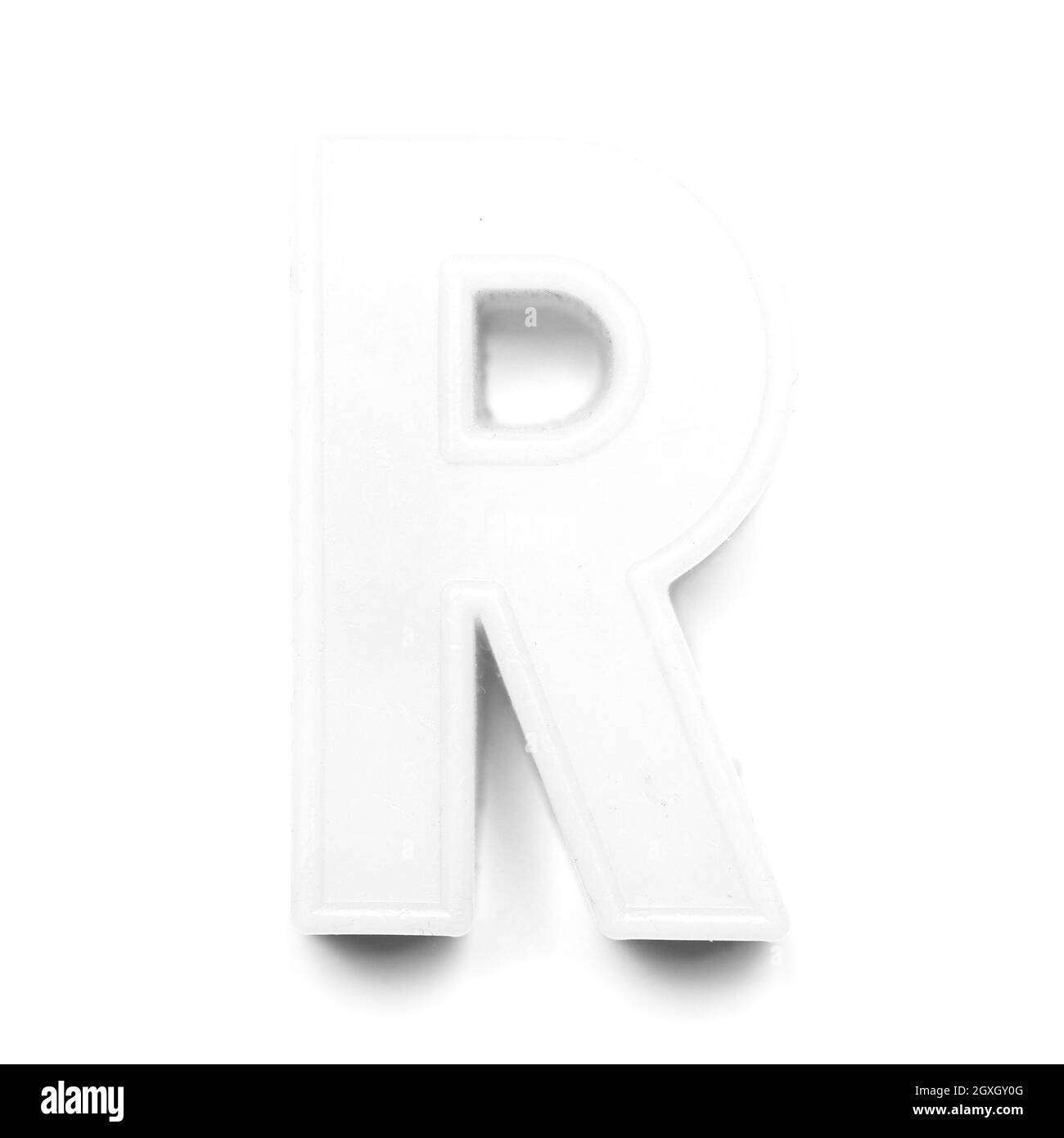 Magnetic uppercase letter R of the British alphabet in black and white ...
