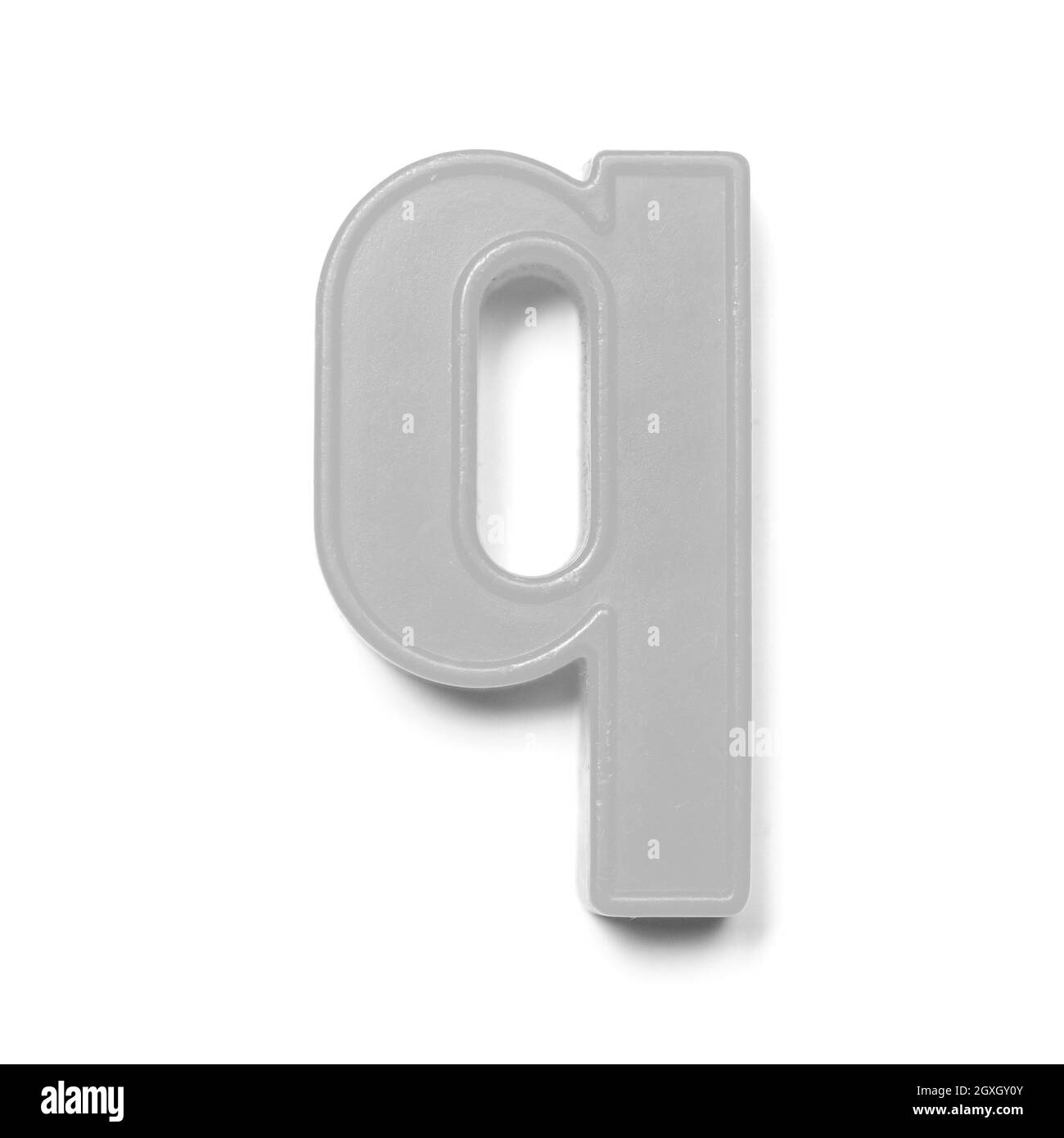 Magnetic lowercase letter Q of the British alphabet in black and white ...