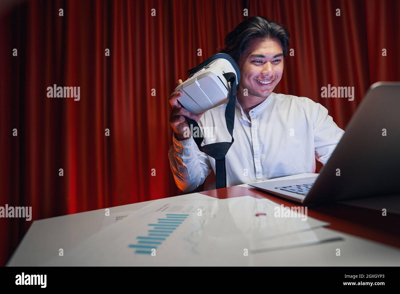 Worker resting after hard-working day in office Stock Photo - Alamy