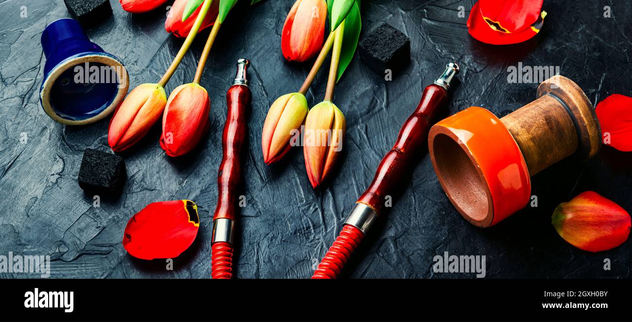 Delicious Turkish smoking shisha.Hookah smoking.Kalian with tobacco ...