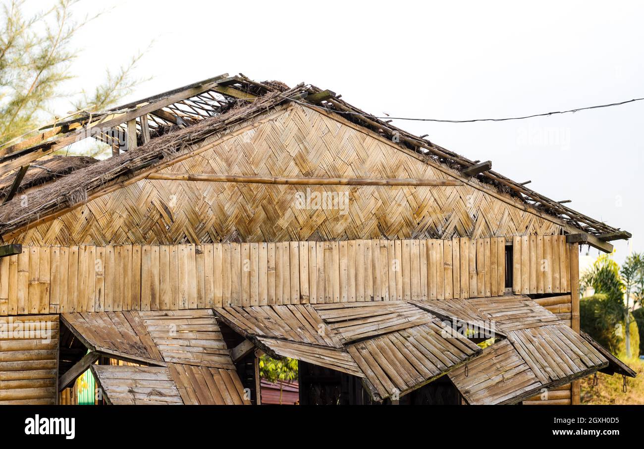 Old broken abandoned wooden and bamboo house Stock Photo - Alamy