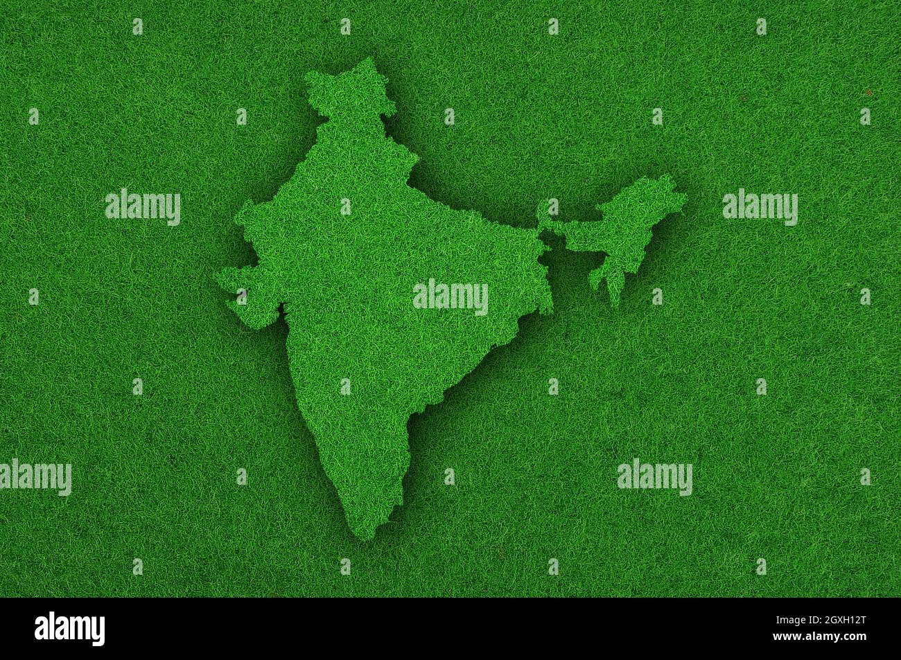 Map of India on green felt Stock Photo - Alamy