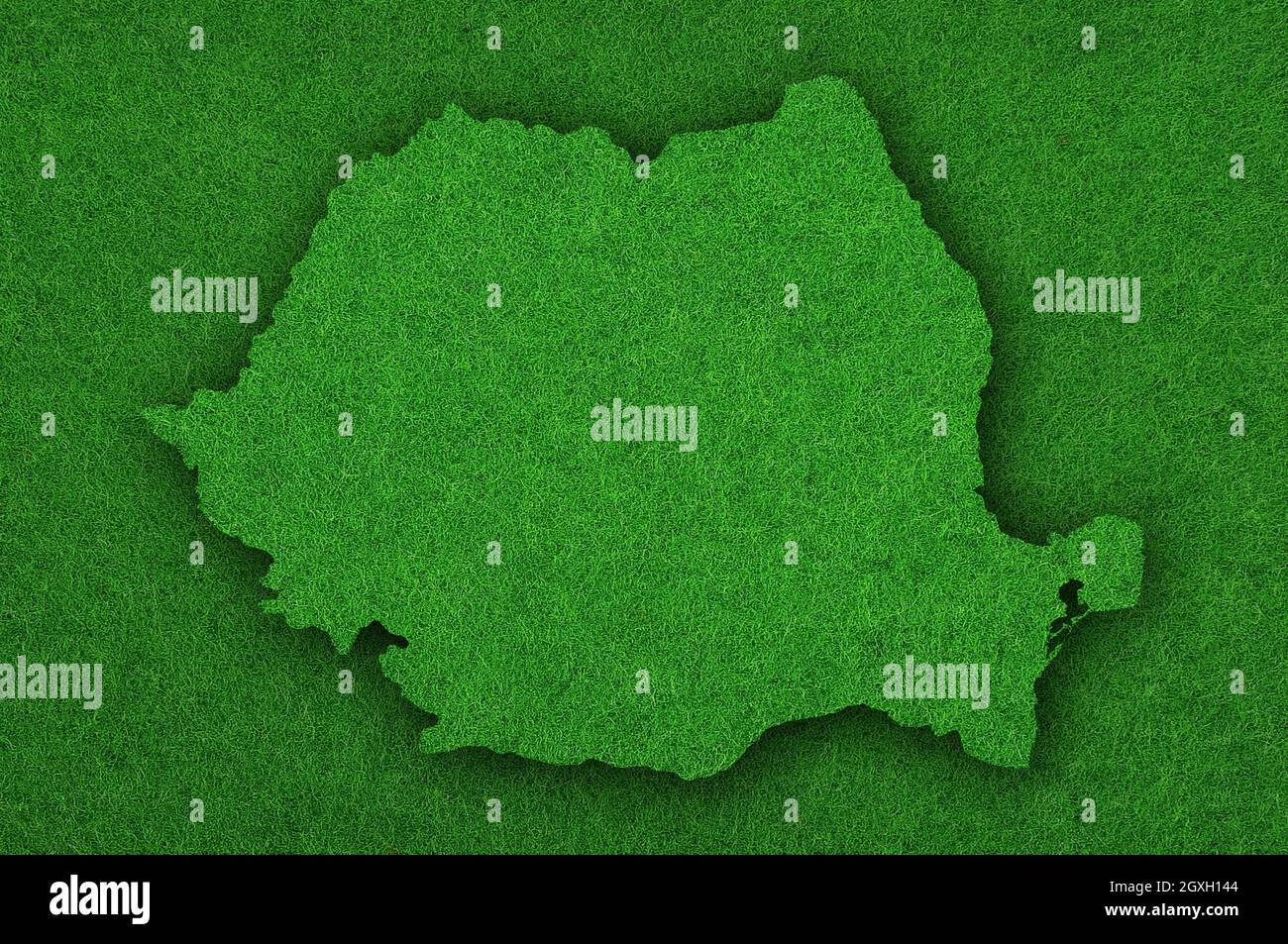 Map of Romania on green felt Stock Photo - Alamy