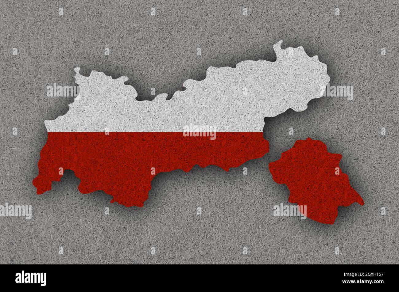 Map and flag of Tyrol on felt Stock Photo - Alamy