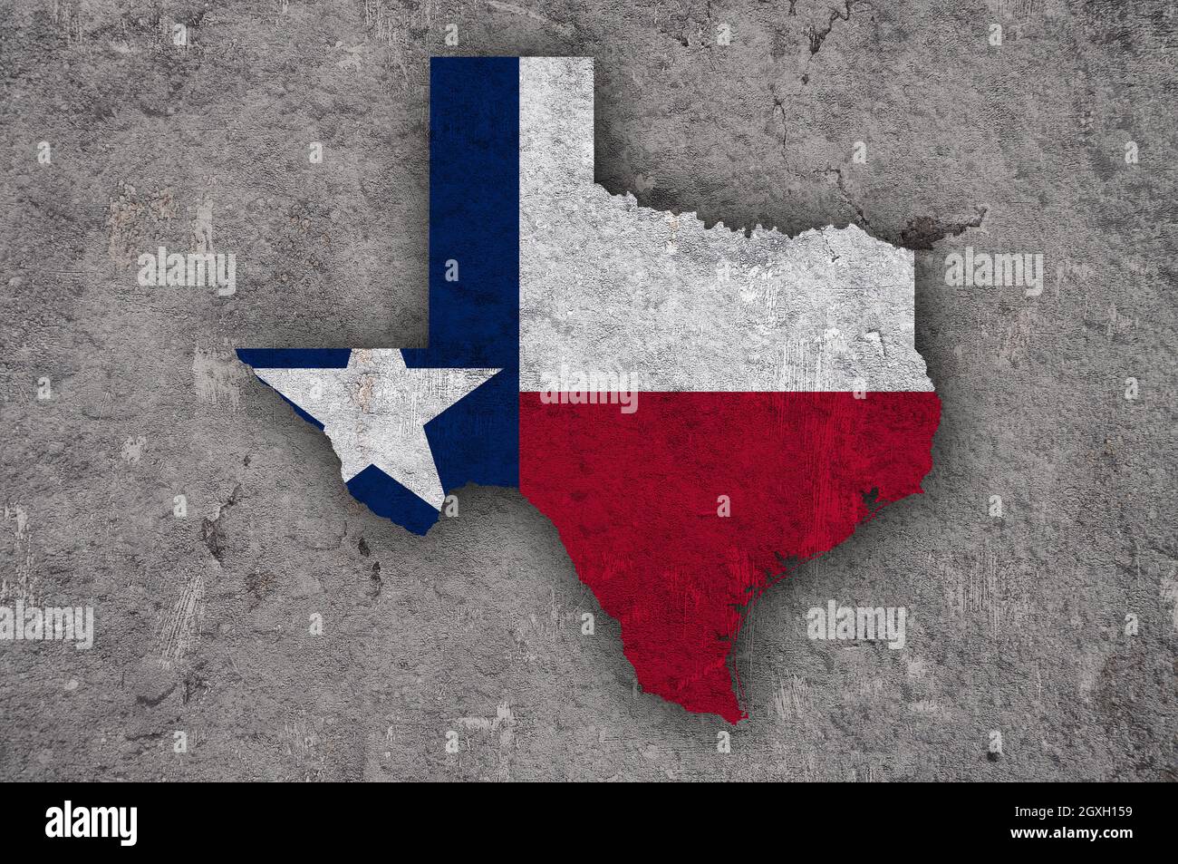 Map and flag of Texas on weathered concrete Stock Photo - Alamy