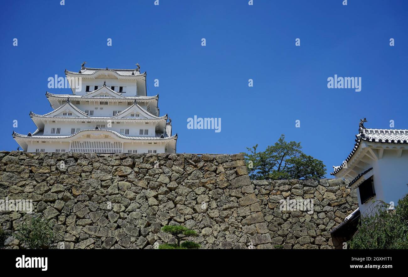 Architecture of Himeji Castle, Japan. The castle was built in 14th ...