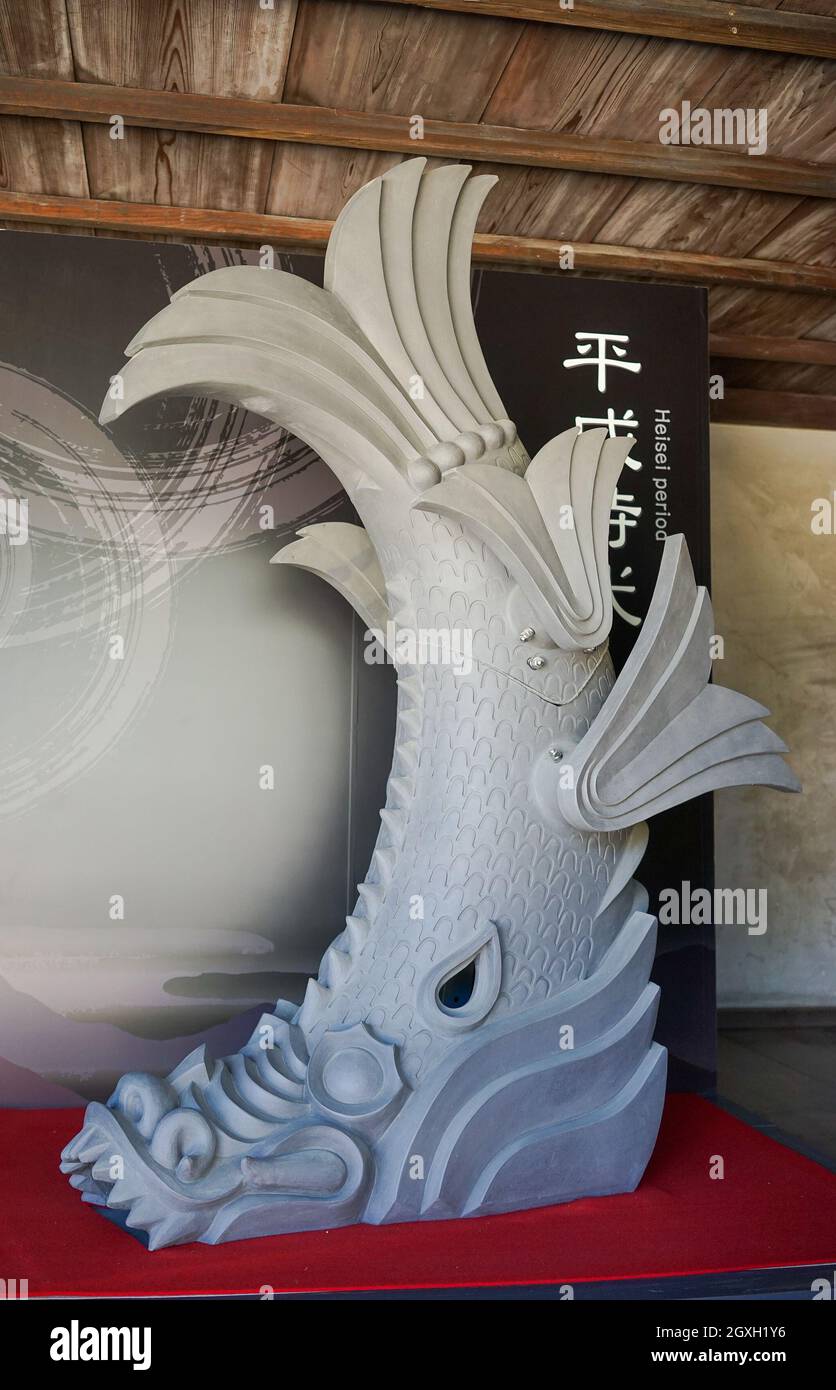 Himeji, Japan - Jul 15, 2015. Fish roof decoration at Himeji Castle ...