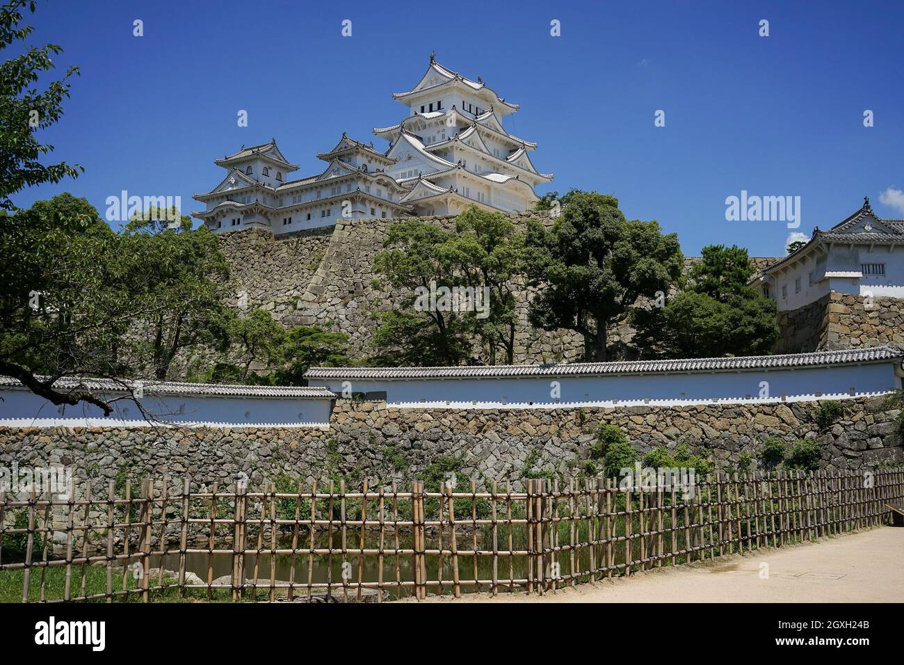 Architecture of Himeji Castle, Japan. The castle was built in 14th ...