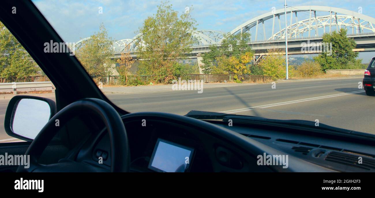 View through the windshield of car. Through the eyes of car driver ...