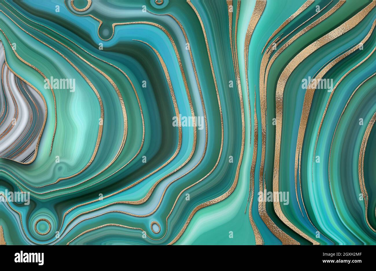 Abstract trendy turquoise green background template. Liquid marble ...