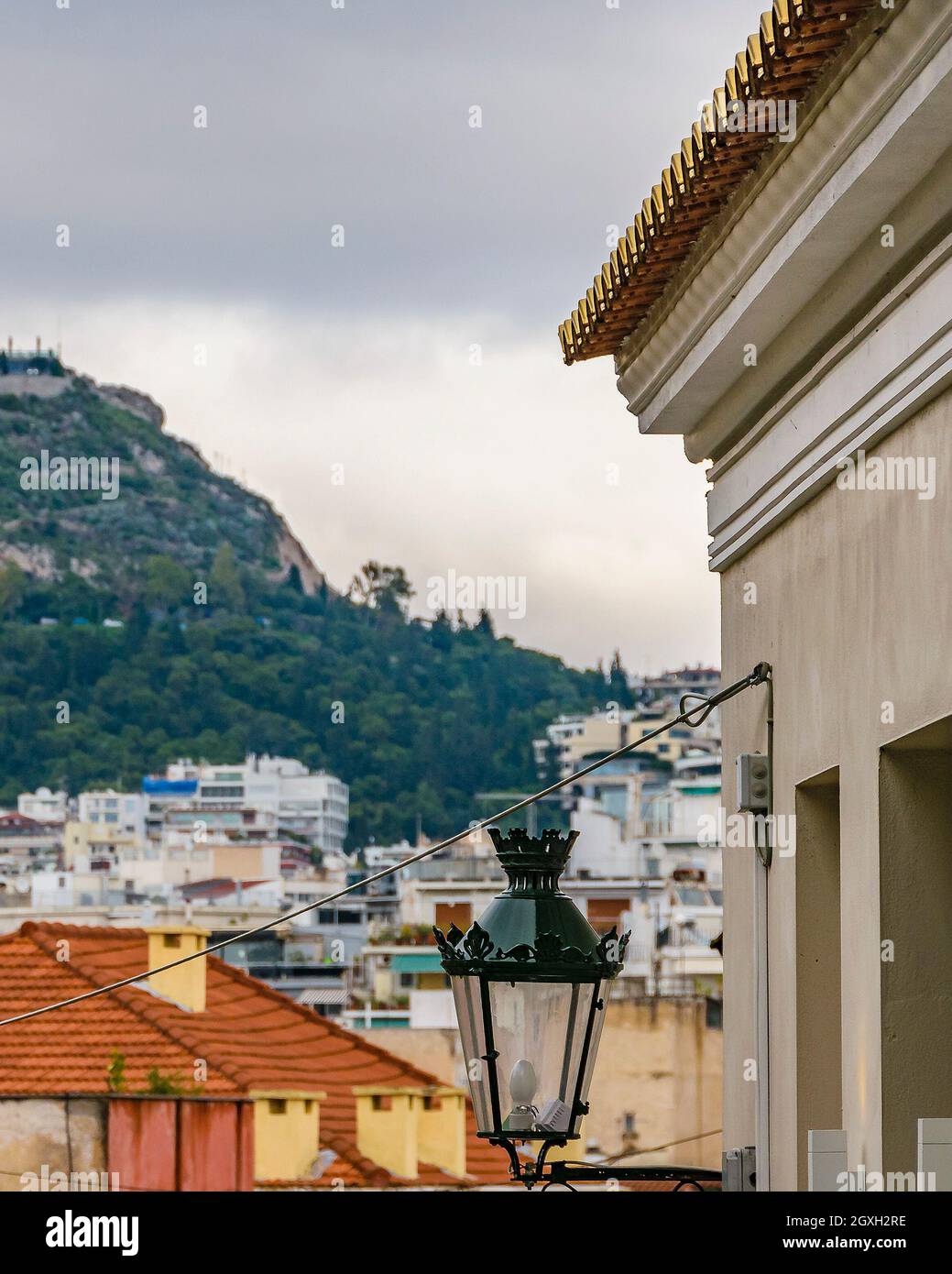 Aerial view cityscape of athens from top of philopappos hill, a famous ...