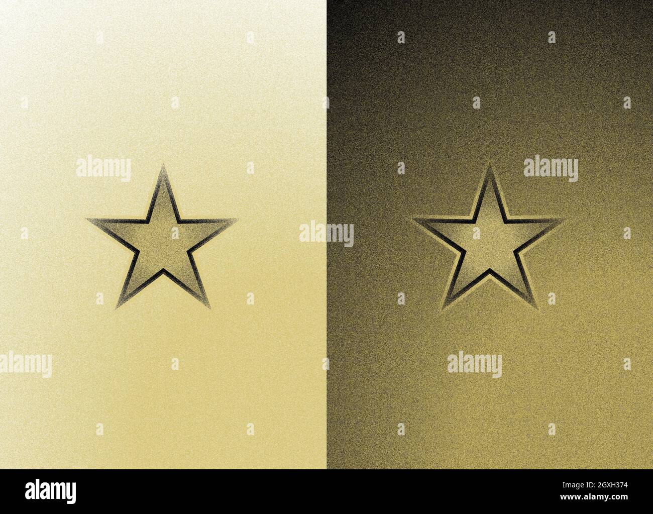 Star grain poster golden illustration paper blank set. Star stamp ...