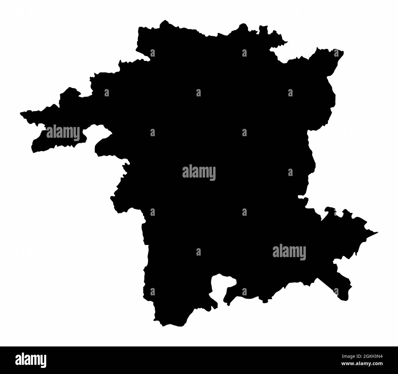 Worcestershire county silhouette map isolated on white background ...