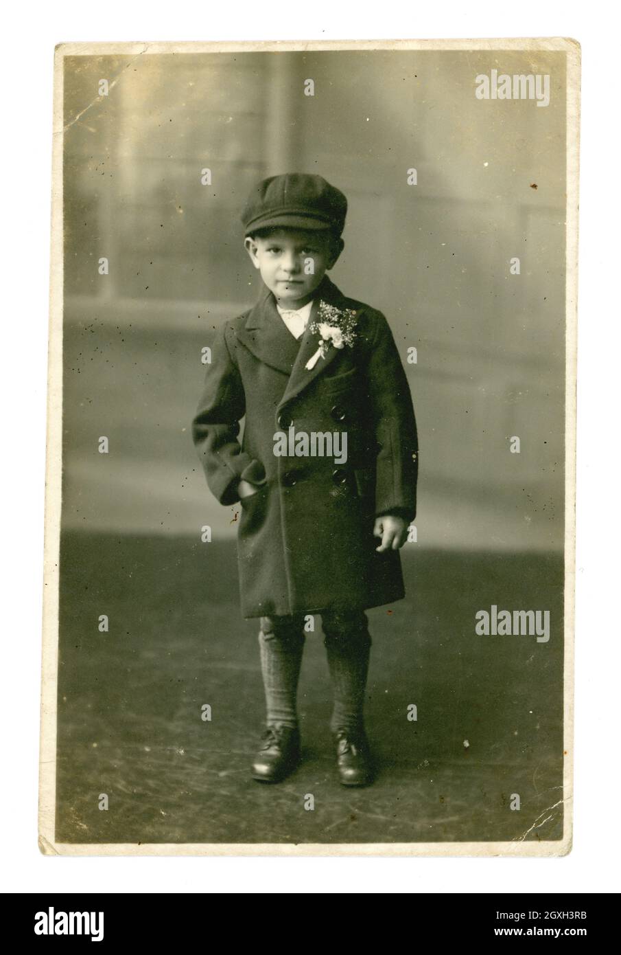 Original early 1940's postcard studio portrait of cute serious looking ...